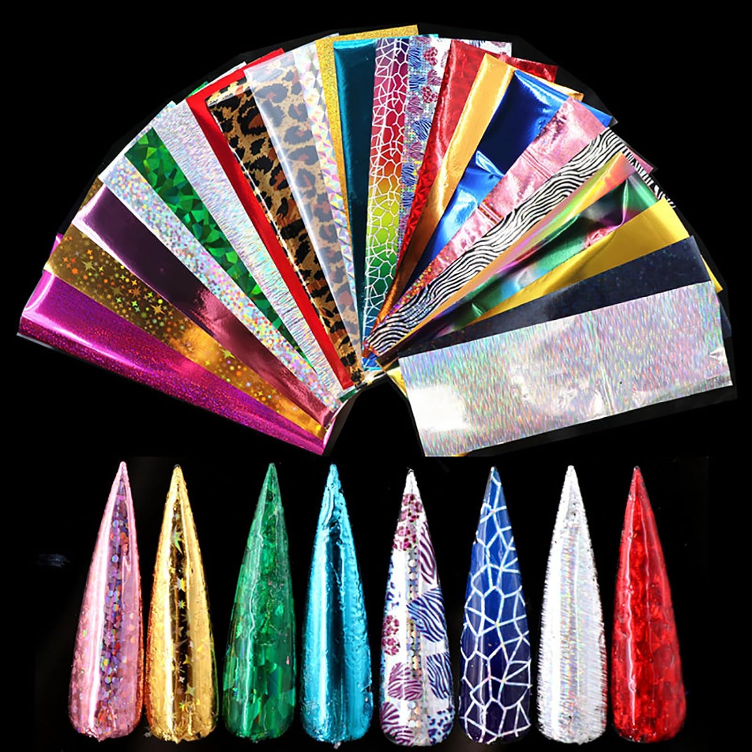 Amazon.com: MOLILON 24 Sheets Nail Foil Laser Starry Sky Paper Nail ...