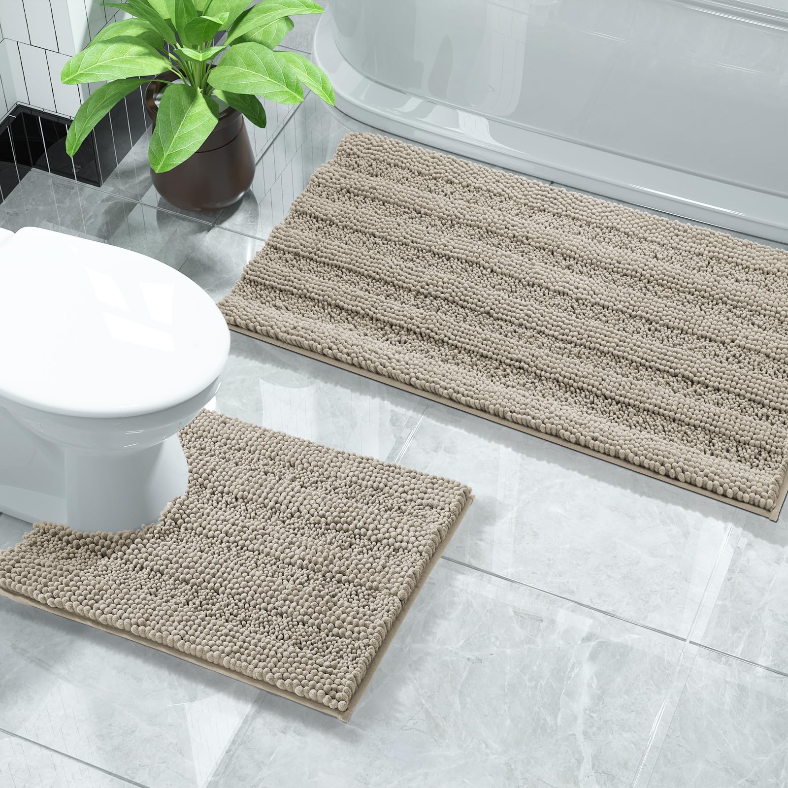 Amazon.com: Yimobra Washable Bathroom Rugs Sets 2 Piece, Non Slip and ...