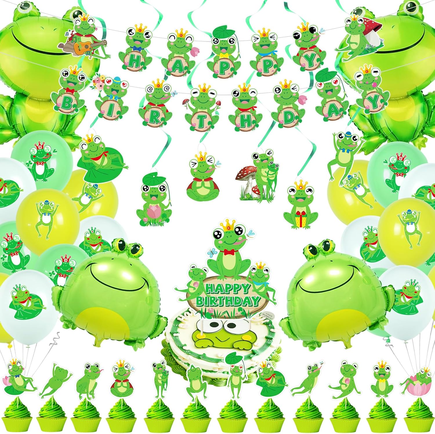 Amazon.com: Princess & Frog Birthday Party Pack - Banner, Cake Toppers ...