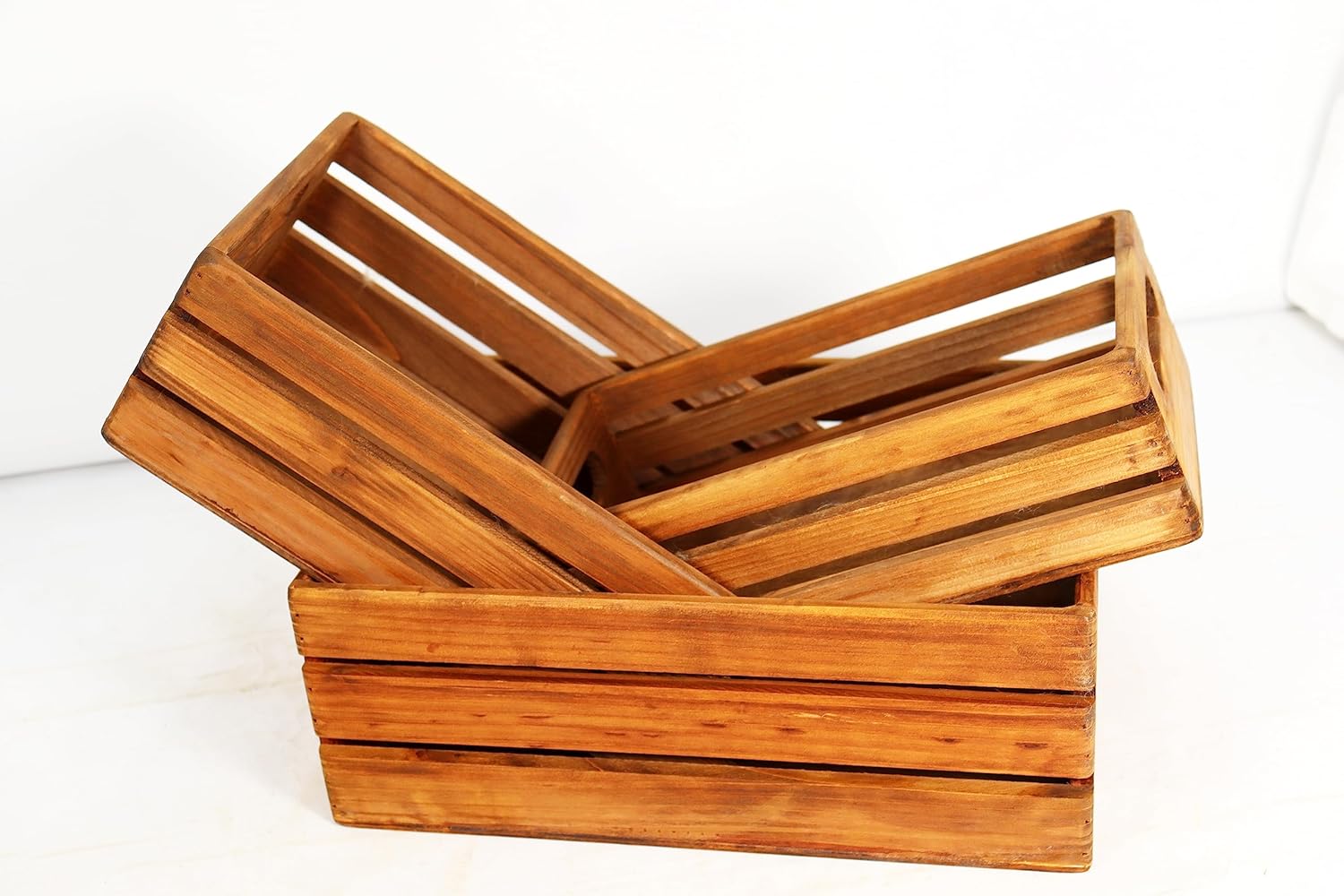 Amazon.com: LEKUAIJIA Set of 3 Wooden Storage Crate,Wooden Crate with ...