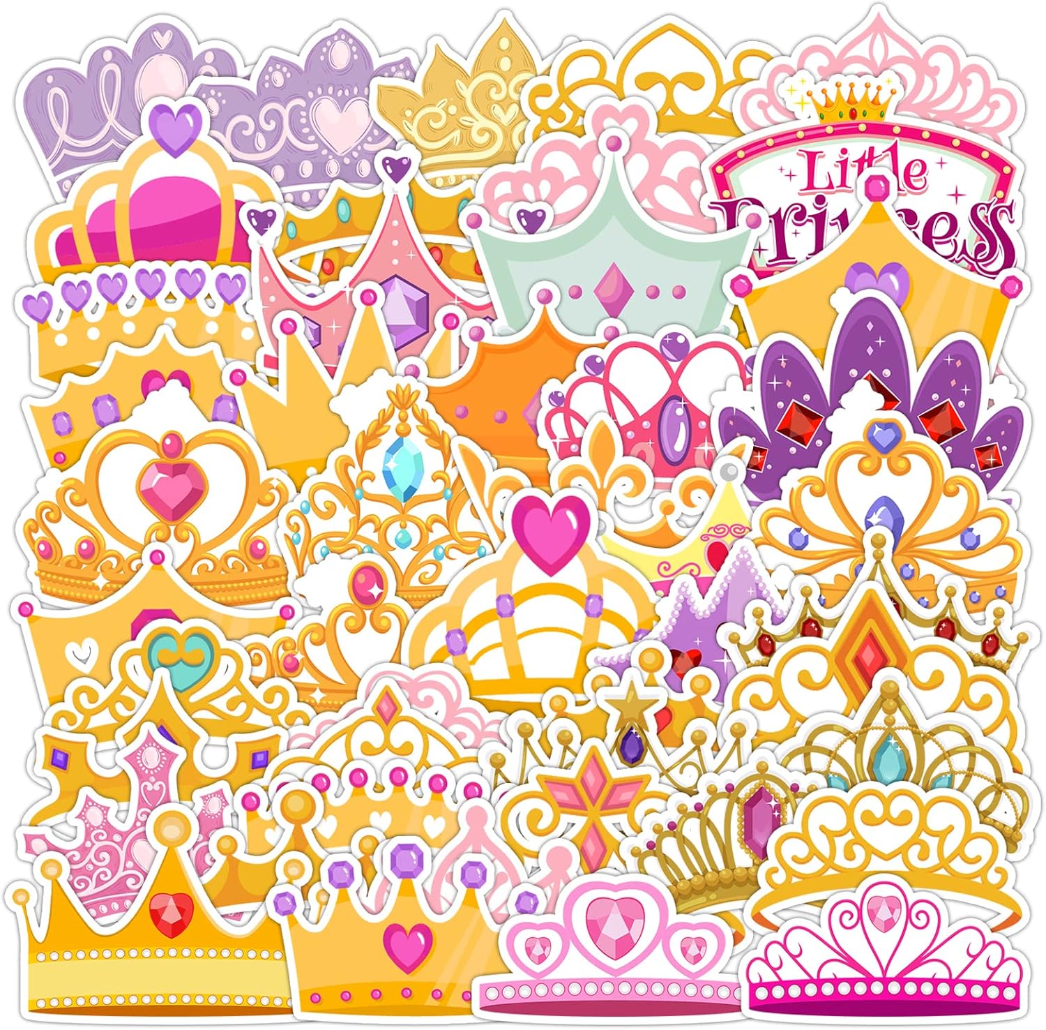 Amazon.com: 50Pcs Crown Stickers for Water Bottle Laptop Princess Crown ...