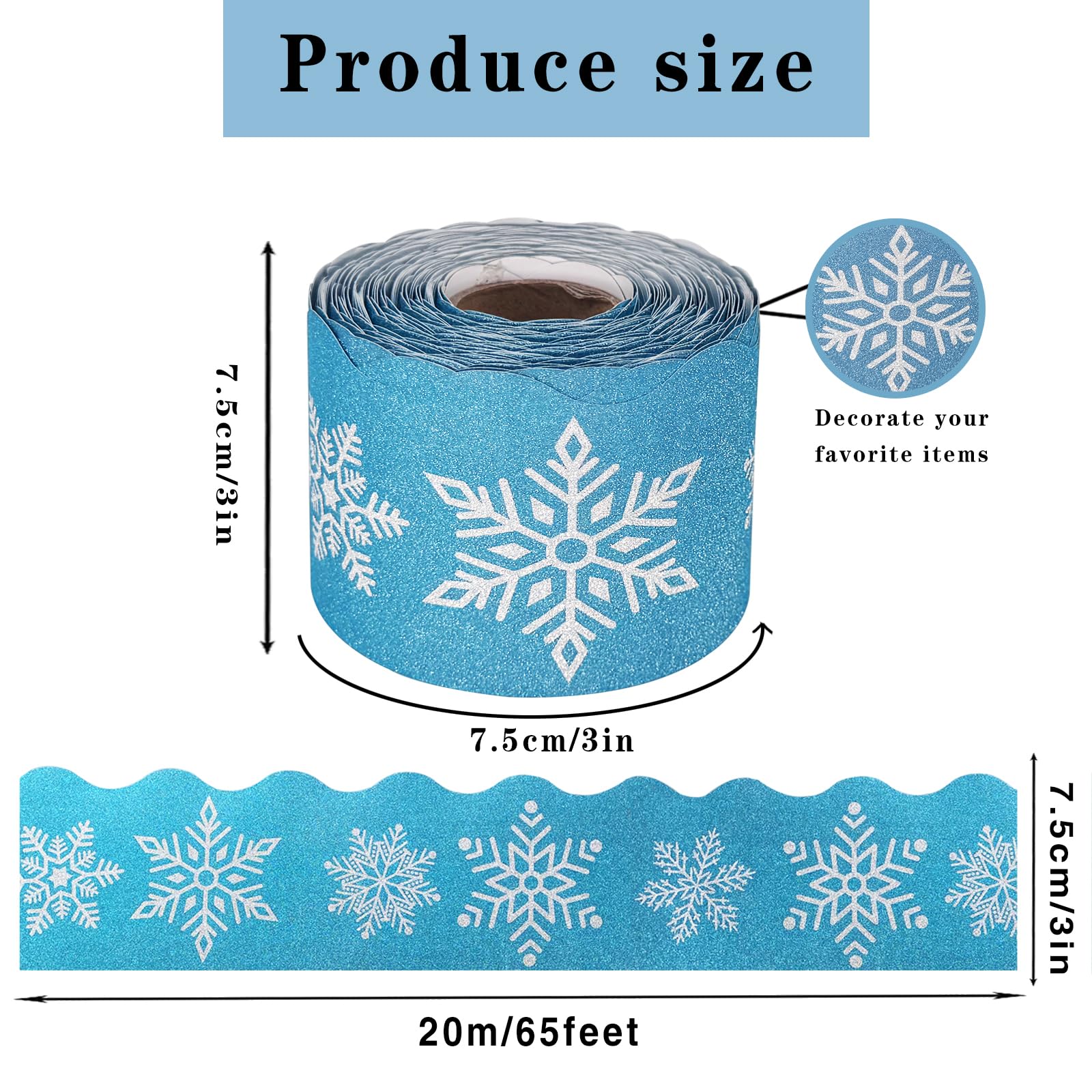 Snapklik.com : 65 Feet Winter Snowflake Bulletin Board Borders, Shine ...