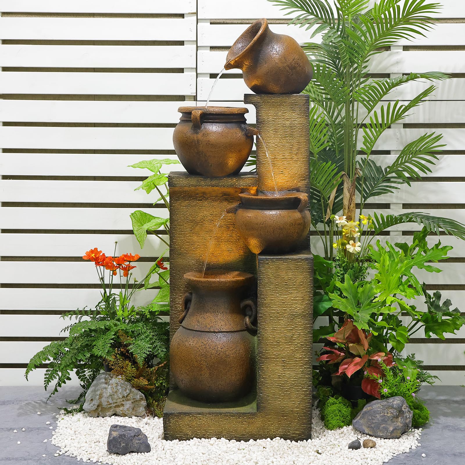 Amazon.com: Bumilgar 53" H Outdoor Garden Water Fountain for Garden ...