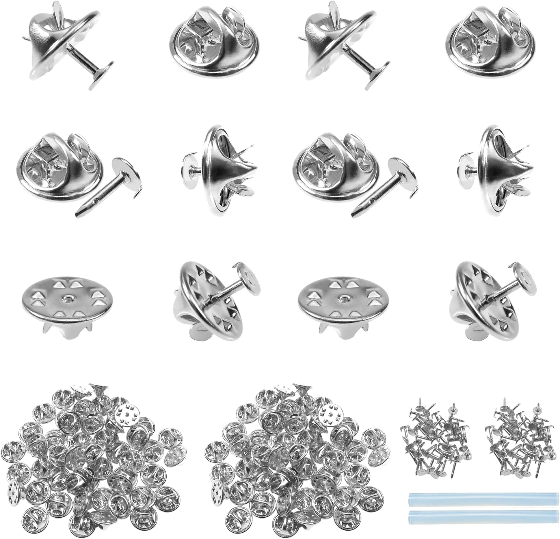 ASelected 100 Pairs Butterfly Clutch Metal Pin Backs - Lapel Badge ...