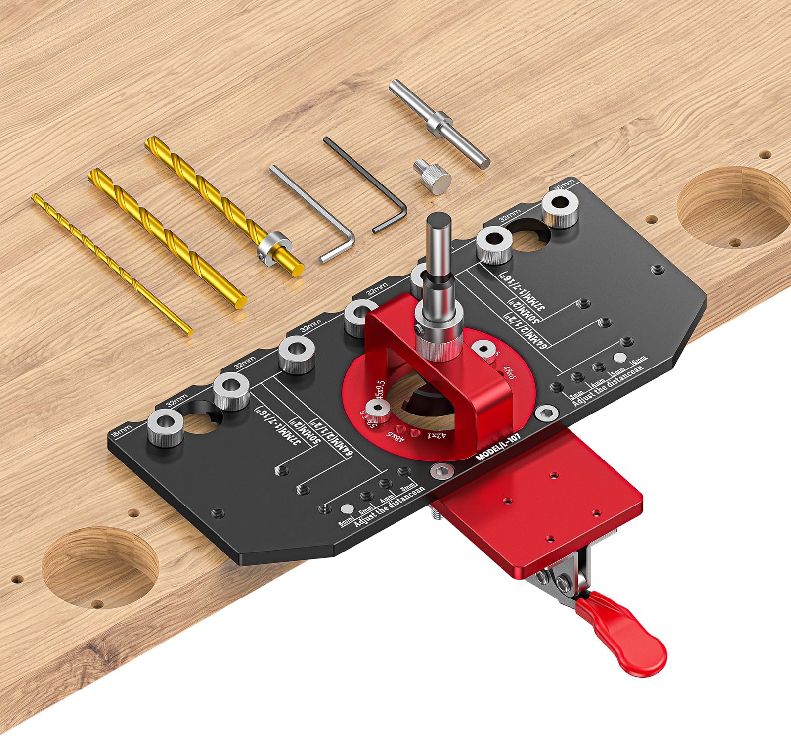 Seesii 35mm Concealed Hinge Jig for Cabinet Door Hinge & Handle, 2-in-1 Adjustable Drill Jig ...