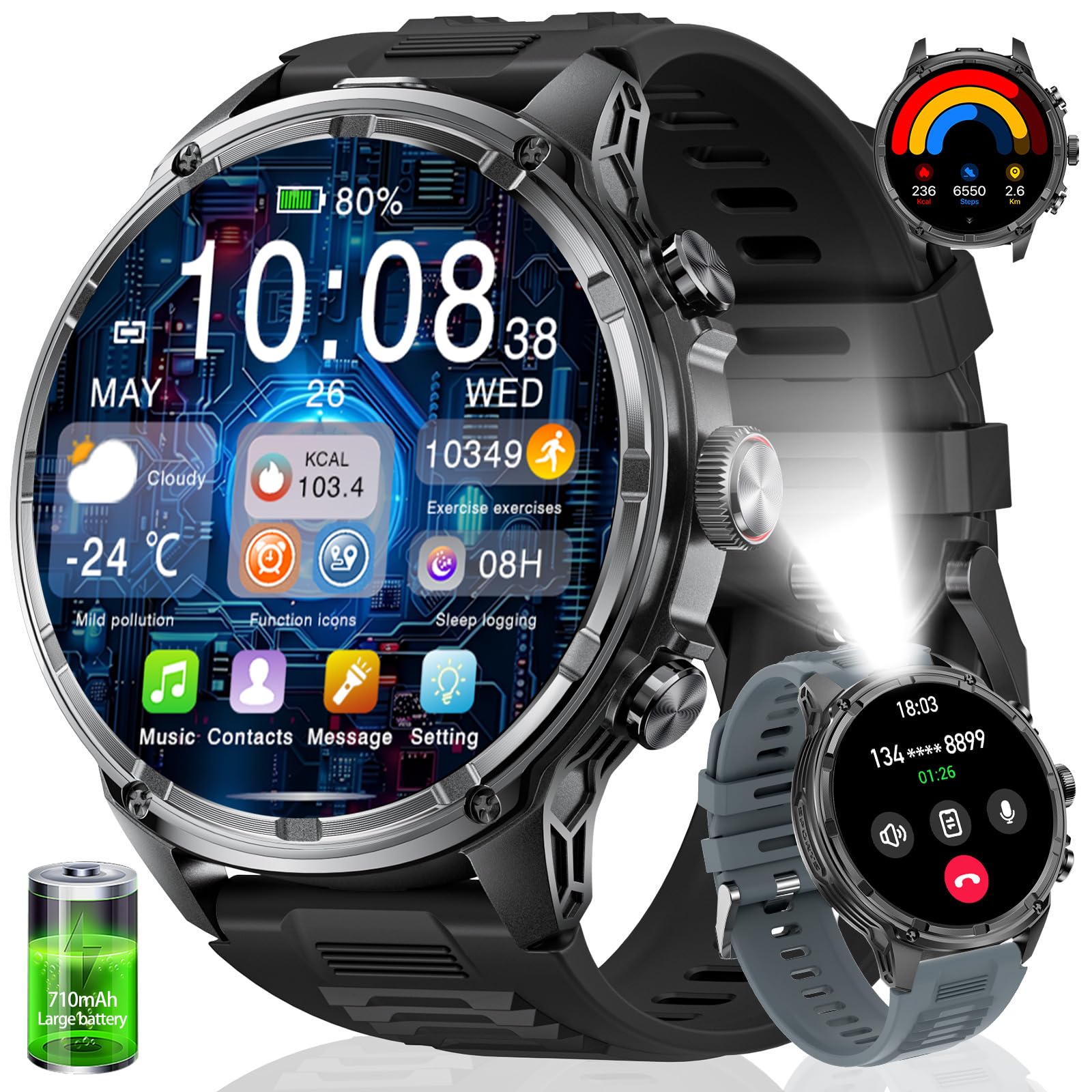 Amazon.com: LIGE Smart Watches for Men(Answer/Make Calls) with LED ...