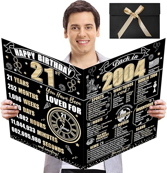 Amazon.com : Turypaty Large 21st Birthday Gift Card With Envelope for ...