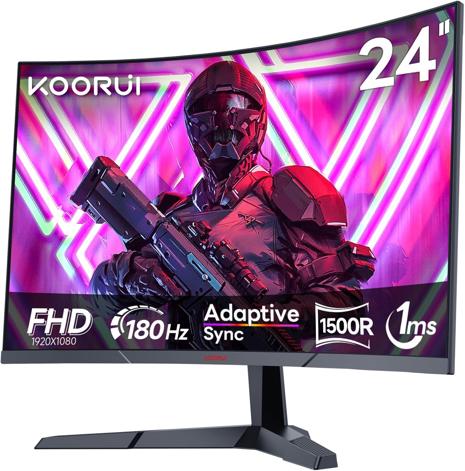 KOORUI 24 Pollici Gaming Monitor Curvo FHD 1080P 180Hz, 1ms, curvatura ...