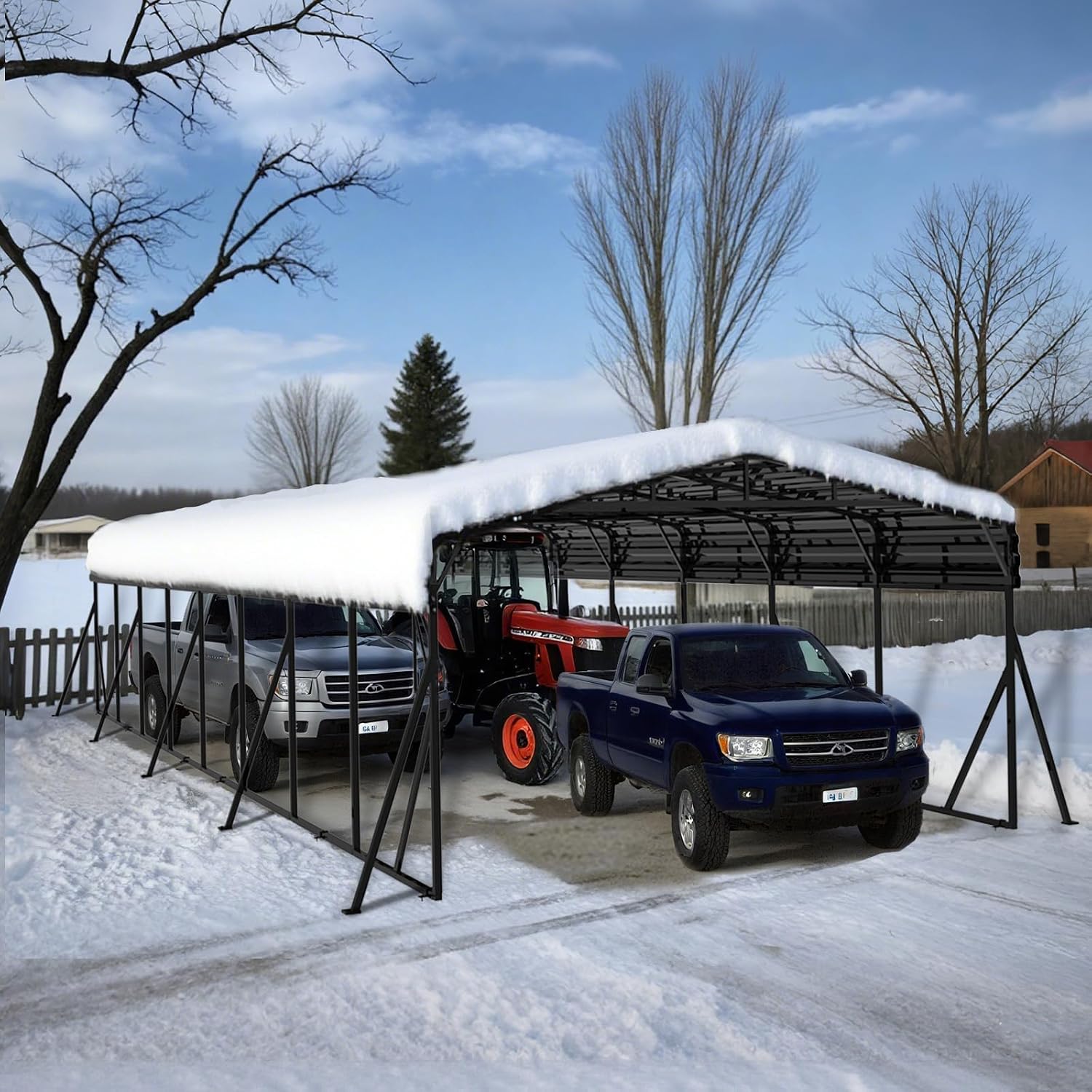 Amazon.com: SYLVIERA 20x40FT Heavy Duty Metal Carport - Reinforced ...