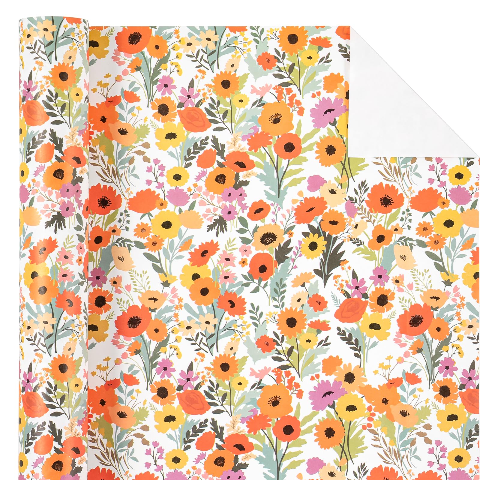 Snapklik.com : WRAPAHOLIC Kraft Floral Wrapping Paper Roll - Mini Roll ...