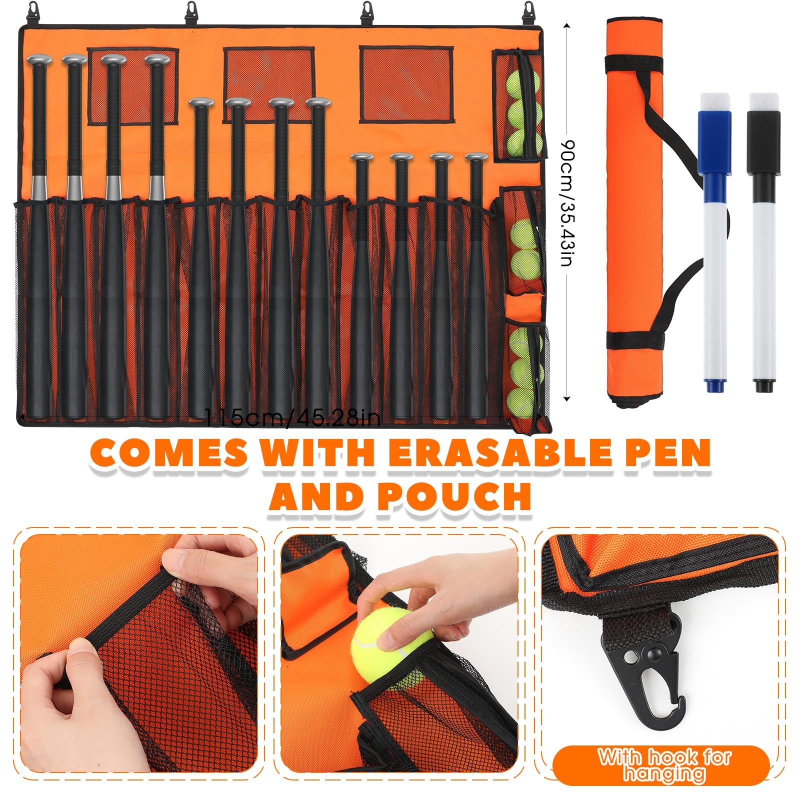 Snapklik.com : Woanger 15 Player Dugout Organizer And 12 Hanging Bat ...