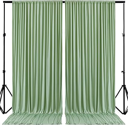 Amazon.com : Sage Green Backdrop Curtain for Parties Wrinkle Free Dark ...