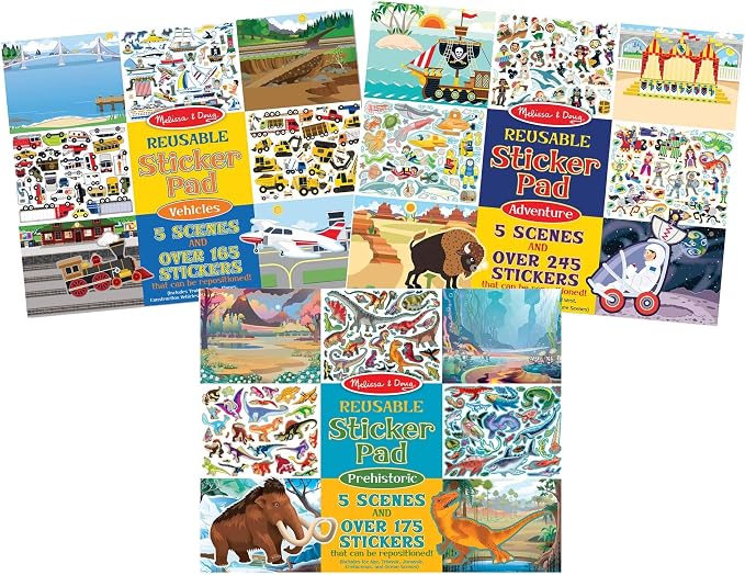 Amazon.com: Melissa & Doug Reusable Sticker Pad 3 -Pack (Prehistoric ...