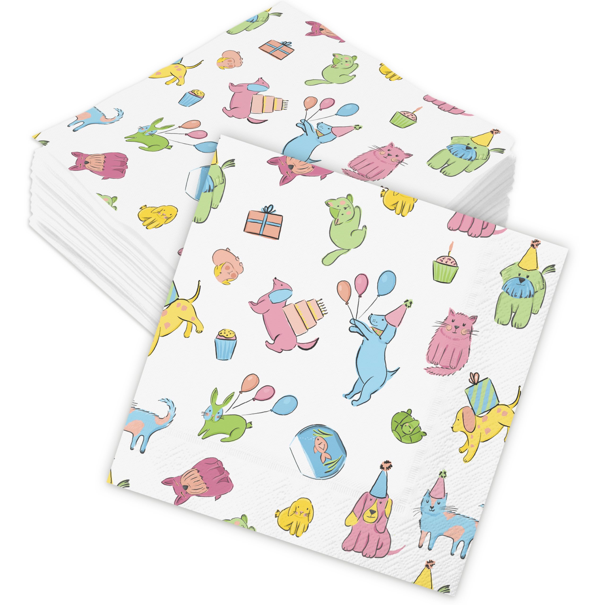 Amazon.com: Cheerland Pet Party Napkins Animal Cocktail Paper Napkins ...