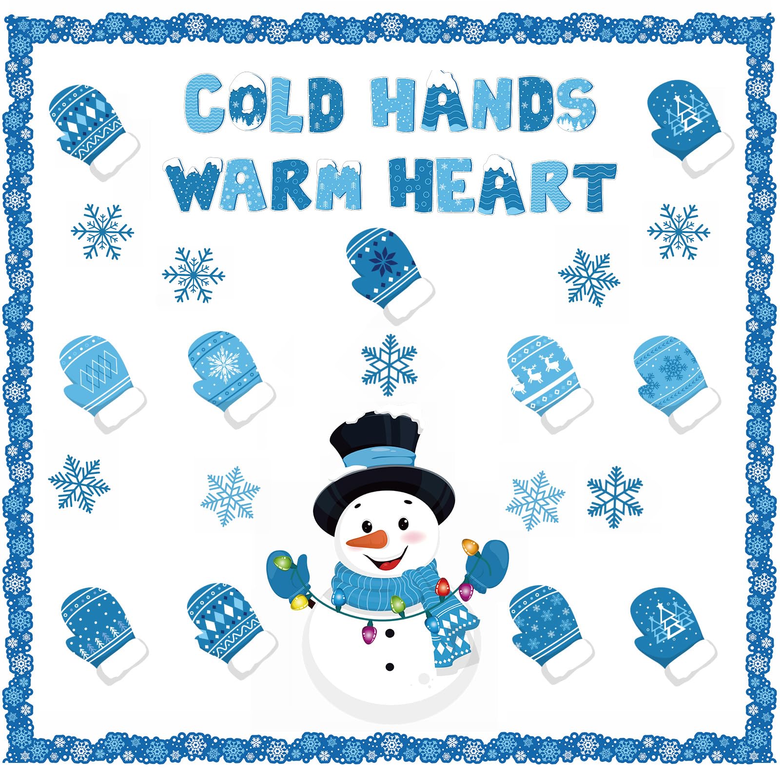 Faccito 70 Pcs Winter Snowman Bulletin Board Set Winter Christmas ...