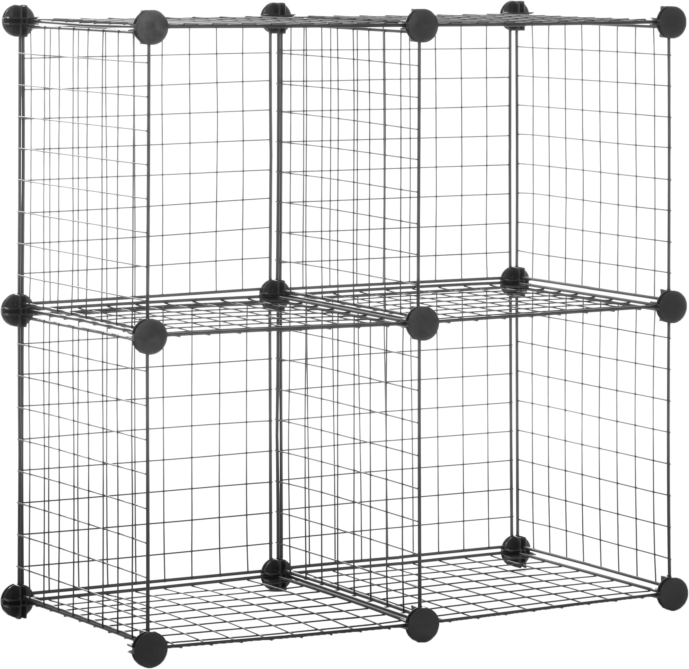 Amazon Basics 4-Cube Wire Grid Storage Shelves, 14" x 14" Stackable ...