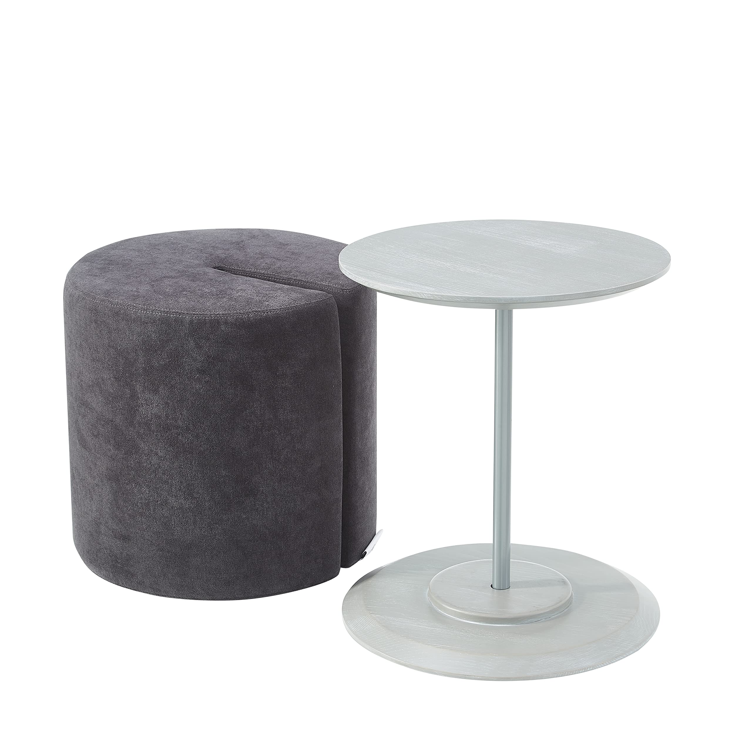 Mission Hills Accent 18 in Round Nesting Ottoman Table, Dark Grey for ...
