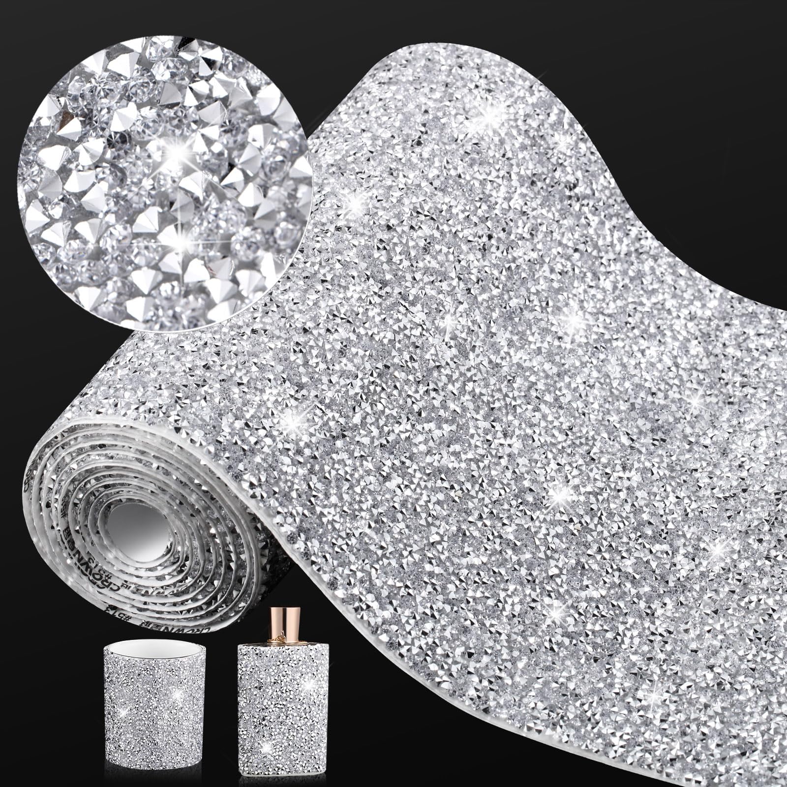 Amazon.com: Outus 59 x 8 Inch Self Adhesive Rhinestone Sheets Bling ...