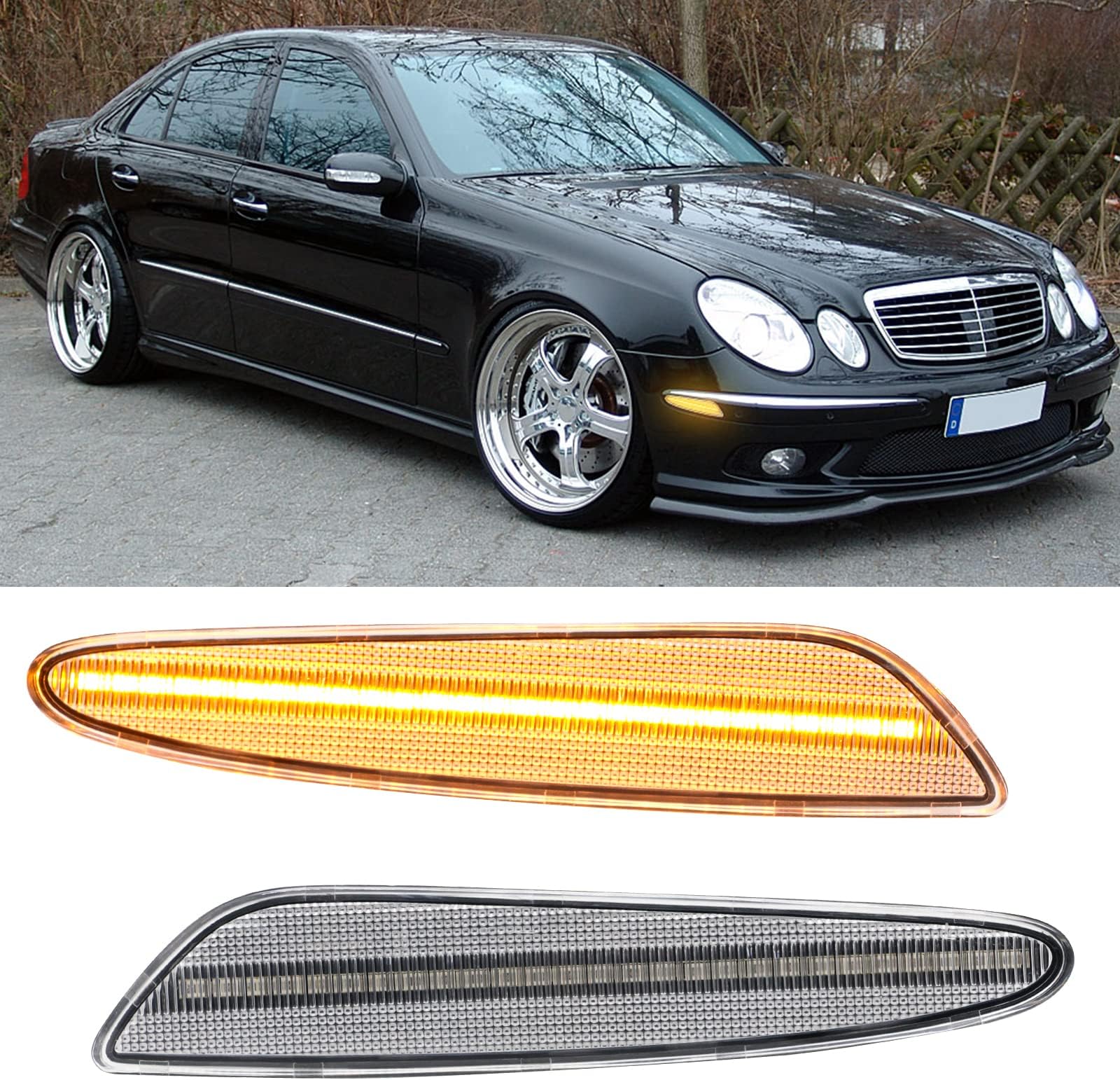 Amazon.com: USR 07-09 W211 Side Marker Lights - Front Bumper Sidemarker ...