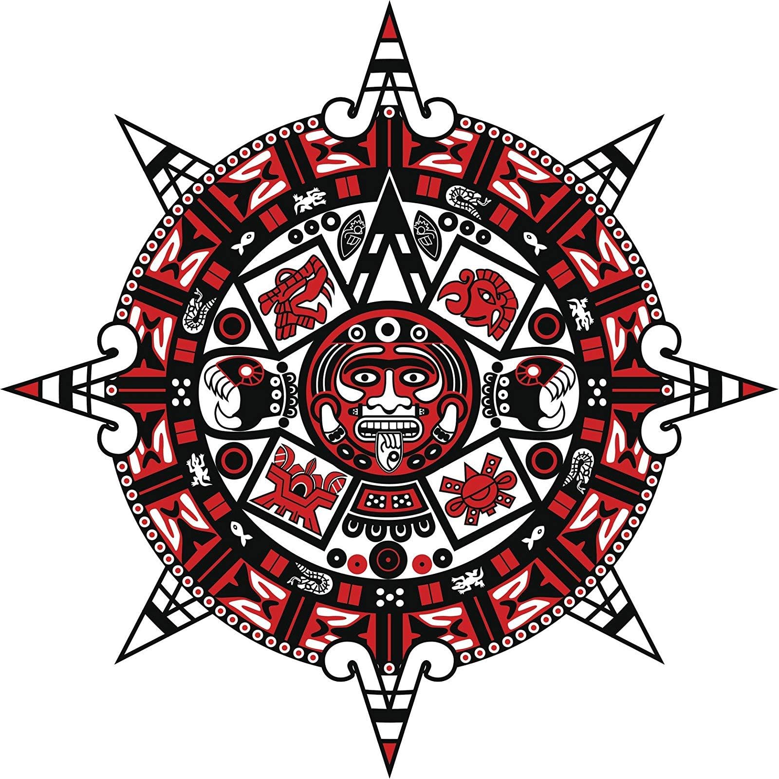 Amazon.com: Ancient Red Black White Aztec Wheel Compass Cartoon Vinyl ...