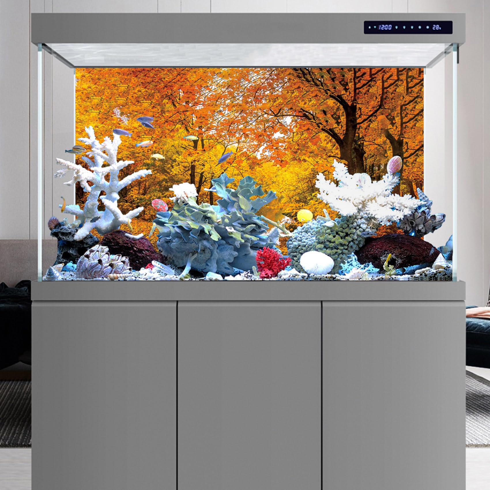 Snapklik.com : Fish Tank Background 48x18 Inch Autumn Natural Landscape ...