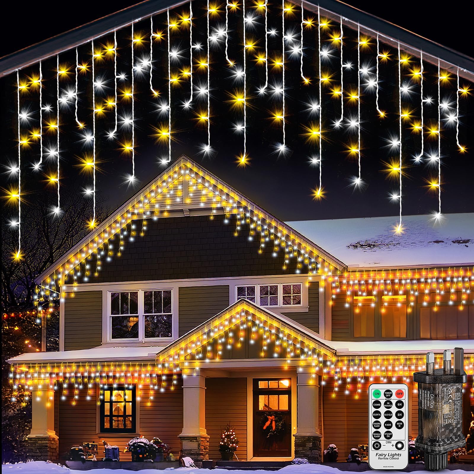 Icicle Outdoor Christmas Lights 10M - Warm White LED Xmas Icicle Light ...