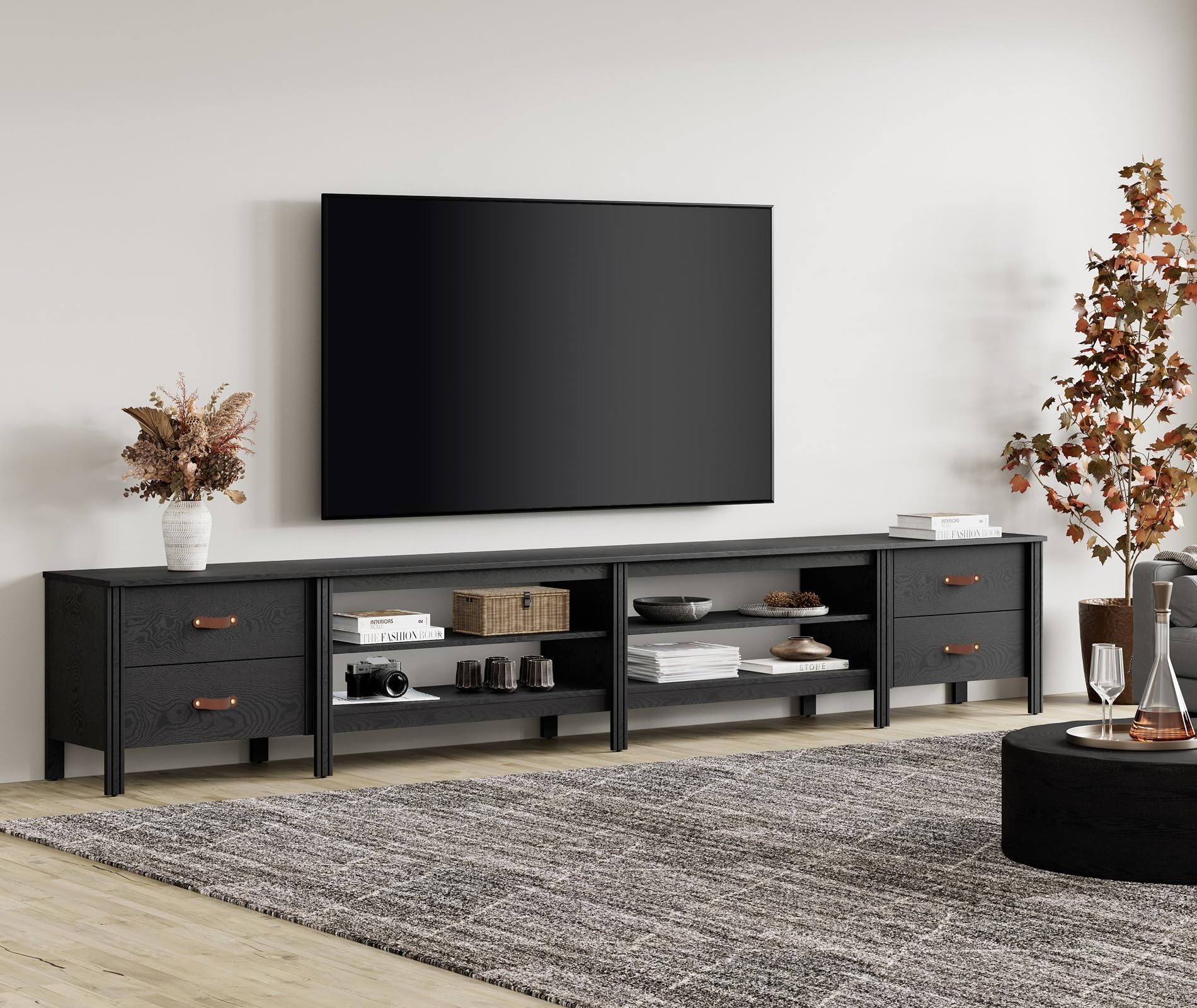 Amazon.com: Large TV Stand for 100+ Inch TV, Wooden Entertainment ...