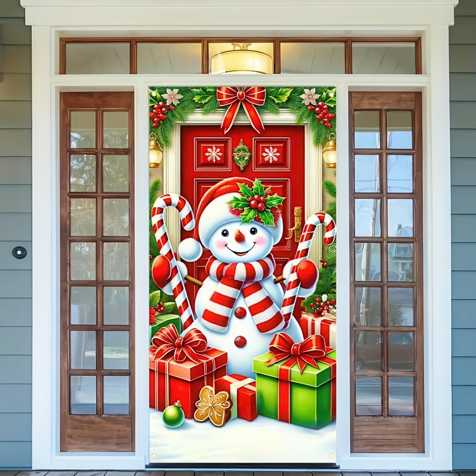 Amazon.com: Christmas Snowman Door Cover Merry Christmas Door ...