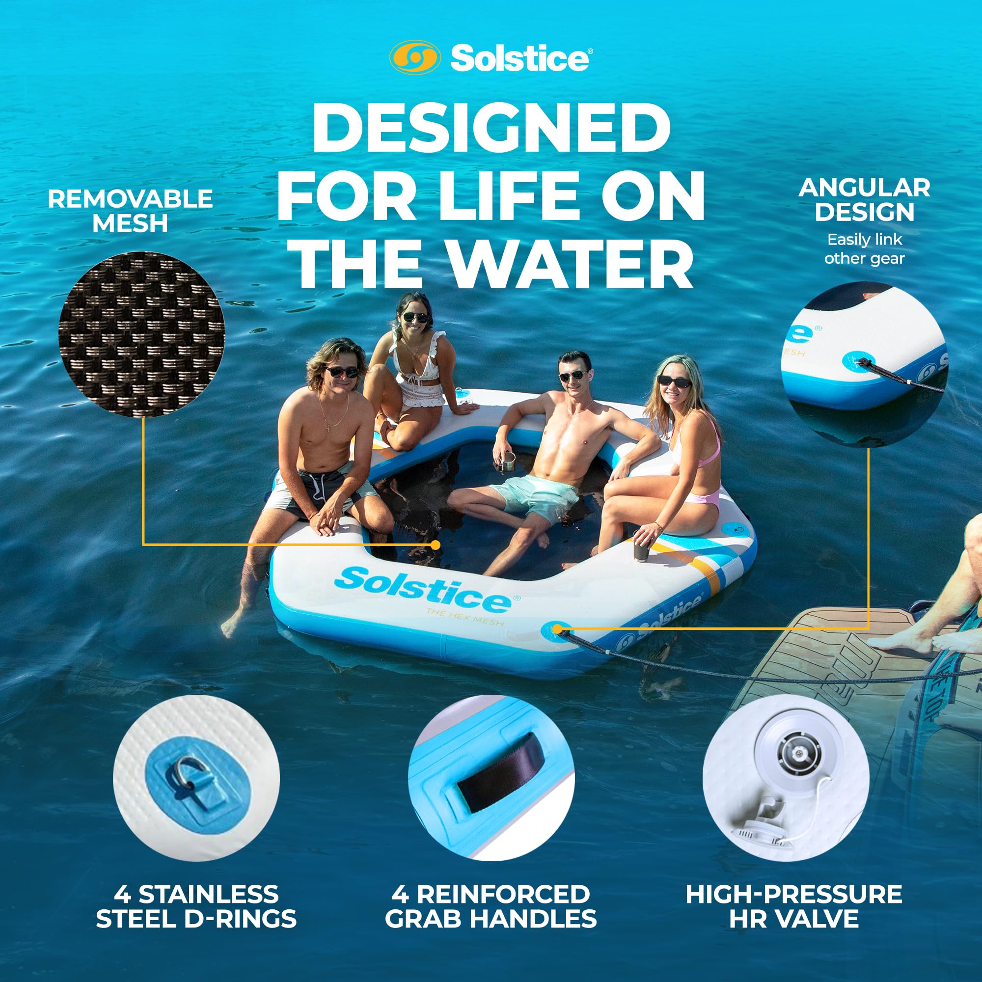 Snapklik.com : SOLSTICE 6-Person Hex Mesh Inflatable Dock, Floating ...
