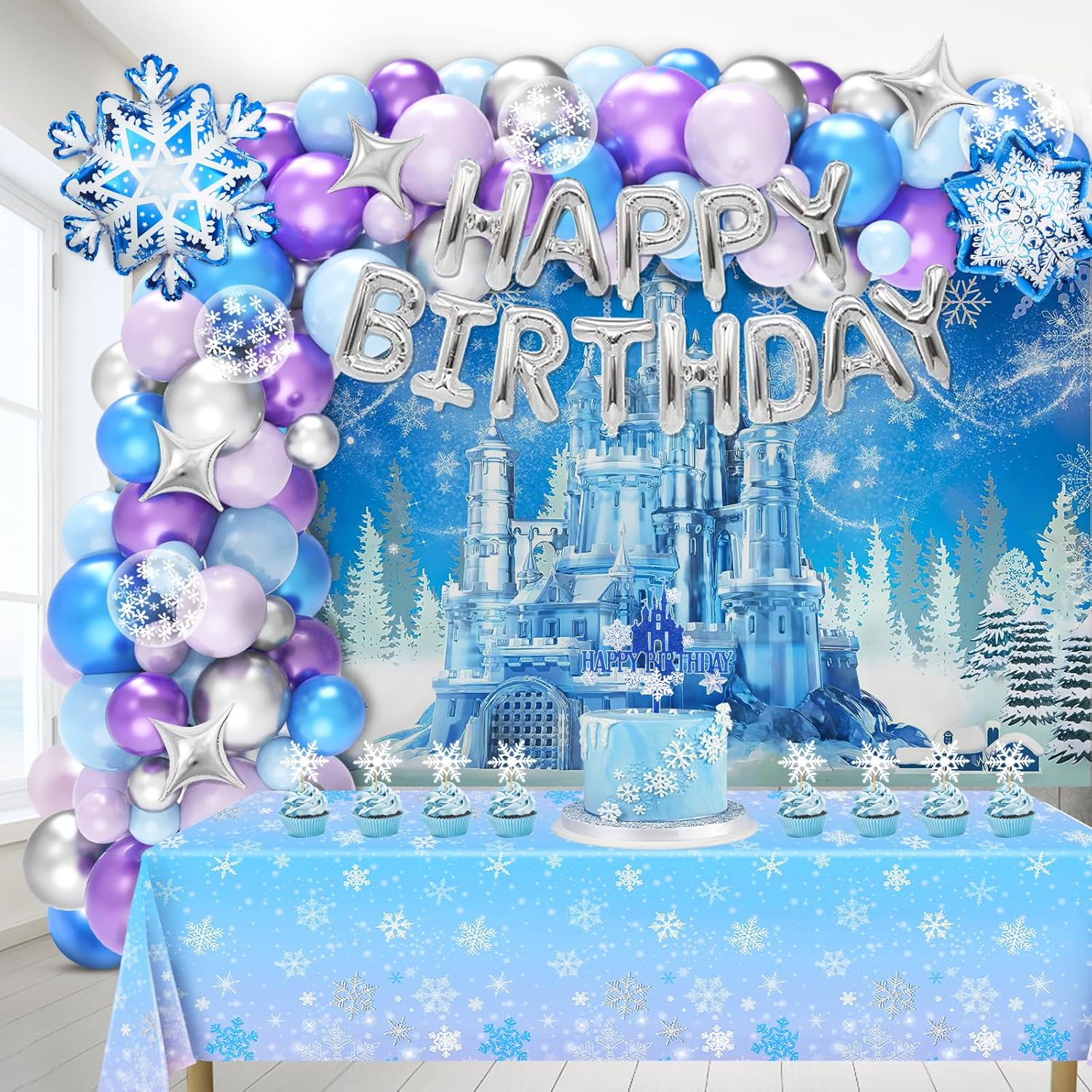 Amazon.com: 128Pcs Frozen Birthday Party Decorations, Frozen Balloon ...