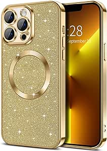 Amazon.com: Hython for iPhone 13 Pro Max Case Glitter, Clear Magnetic Phone Cases with Camera ...