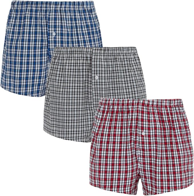 Embargo Mens Loose Fit Breathable Woven Check Cotton Boxers : Amazon.co ...
