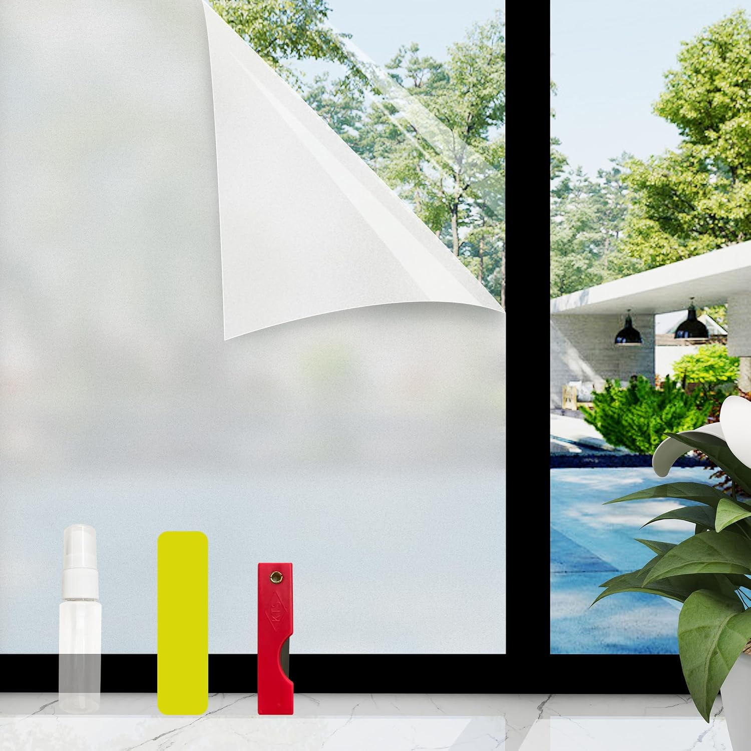 Amazon.com: Frosted Glass Window Privacy Film Removable PeepProof with ...