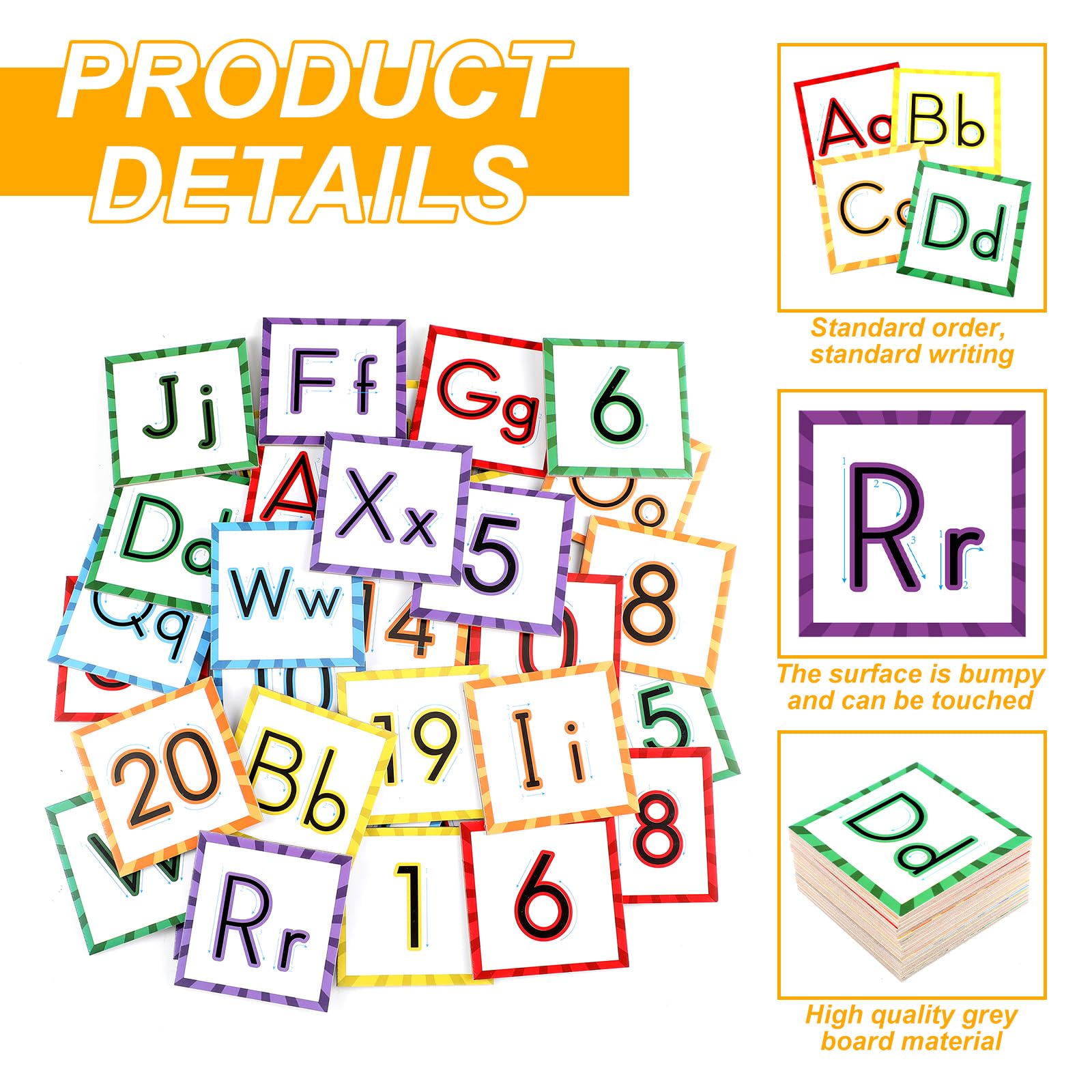 Snapklik.com : 47 Pcs 3.5 Inch Colorful Textured Tracing Sensory Cards ...