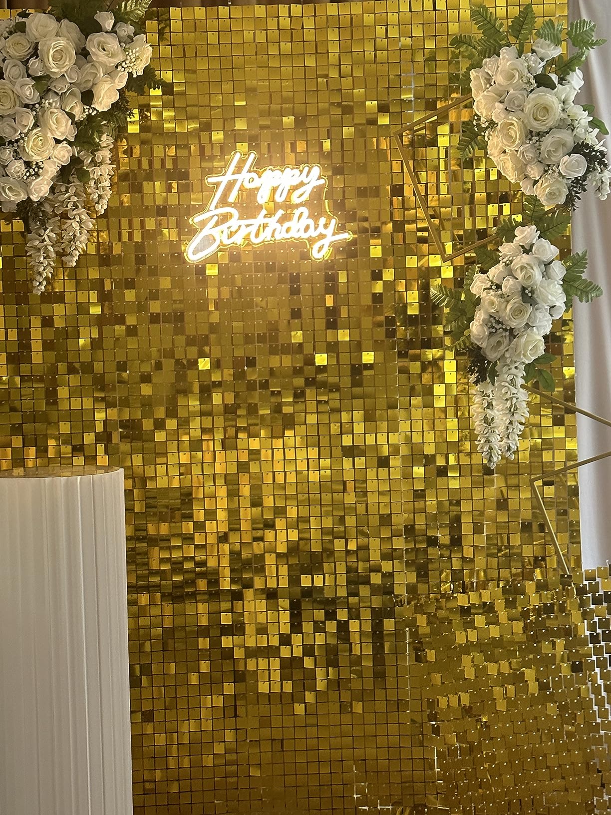 24 Panels Shimmer Wall Panels Backdrops, Square Sequins Backdrops with ...