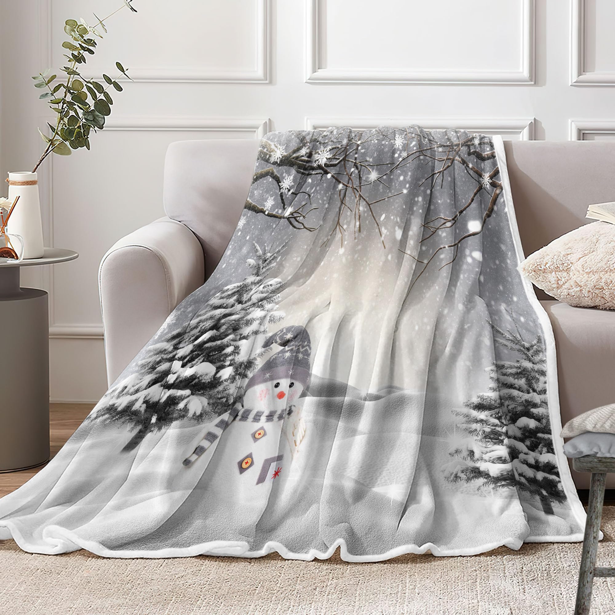 Amazon.com: Christmas Throw Blanket, Winter Snowman Snowflake Christmas ...