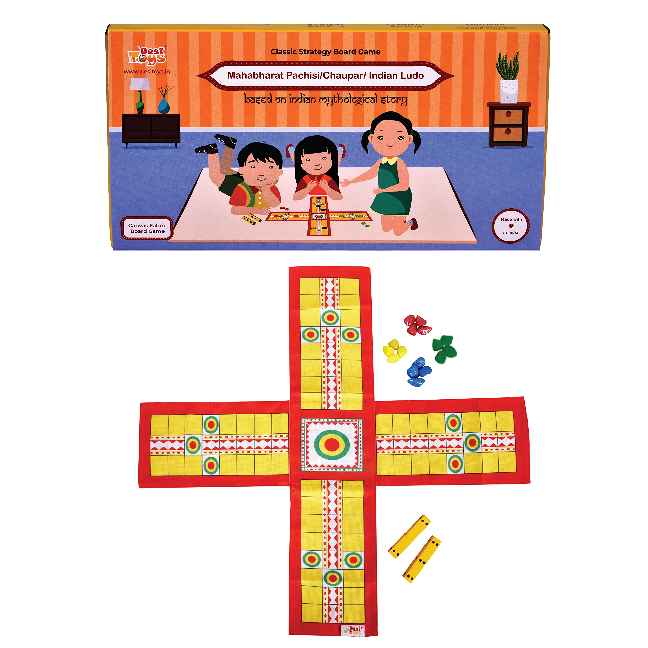 Buy Desi Toys Mahabharat Pachisi / Chaupar / Chaupad | Indian Ludo ...