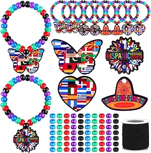 Amazon.com: 32 Set Hispanic Heritage Month Bead Bracelets Making Kit ...