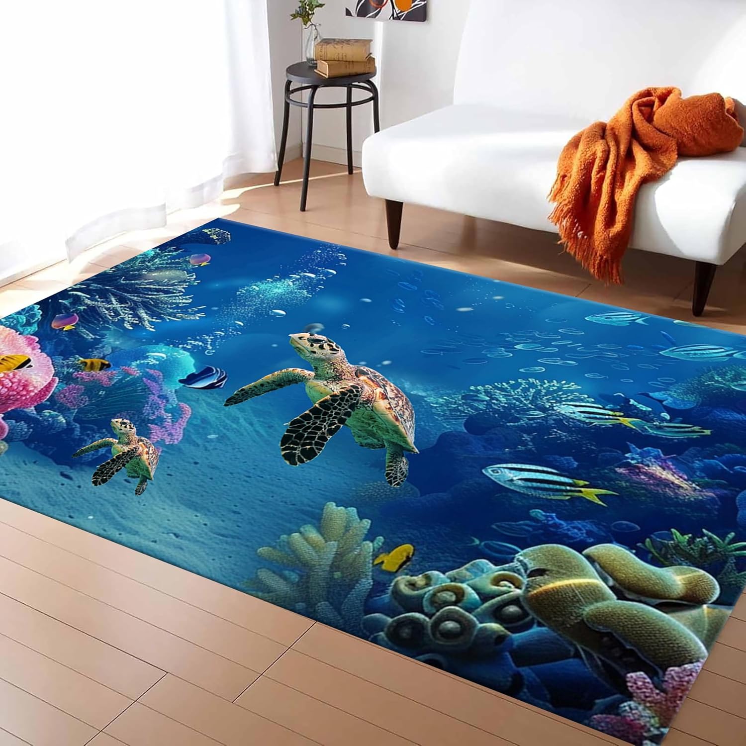 Amazon.com: UNREASTO Sea Turtle Area Rug, 5x7ft, Underwater World Ocean ...