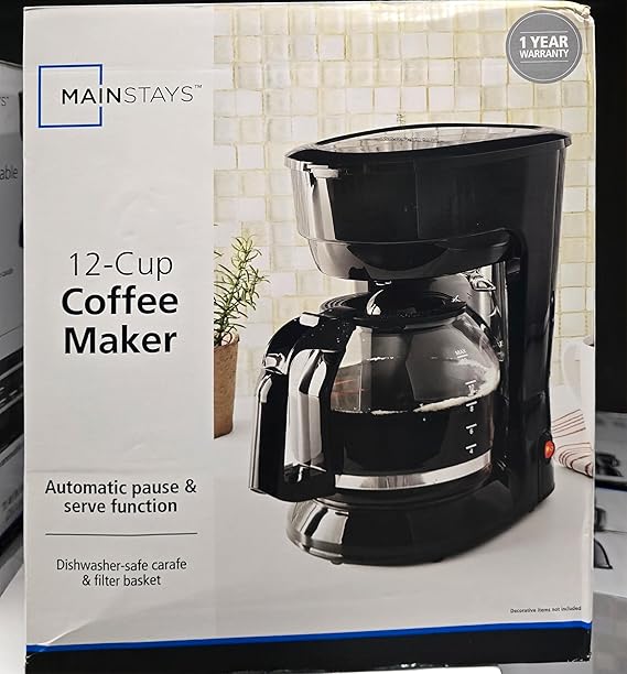 Amazon.com: Mainstays Coffee Maker, 12-Cup, Black: Home & Kitchen