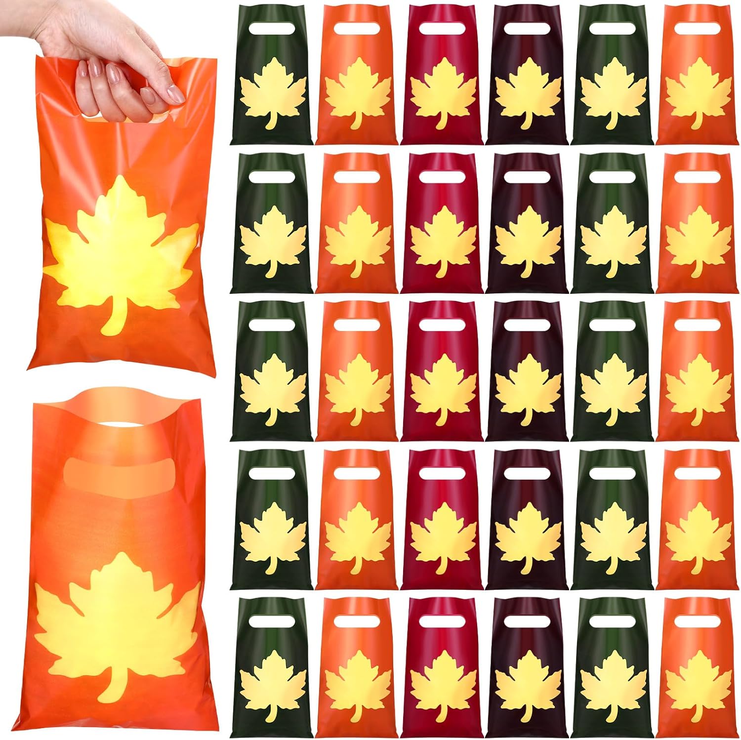 Amazon.com: Affrolling 100 Pcs Fall Plastic Gift Bags Reusable Colorful ...