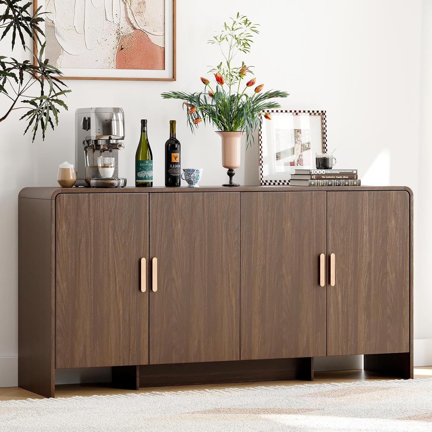 Amazon.com - ONBRILL 60" Sideboard Buffet Cabinet with Storage, Curved ...