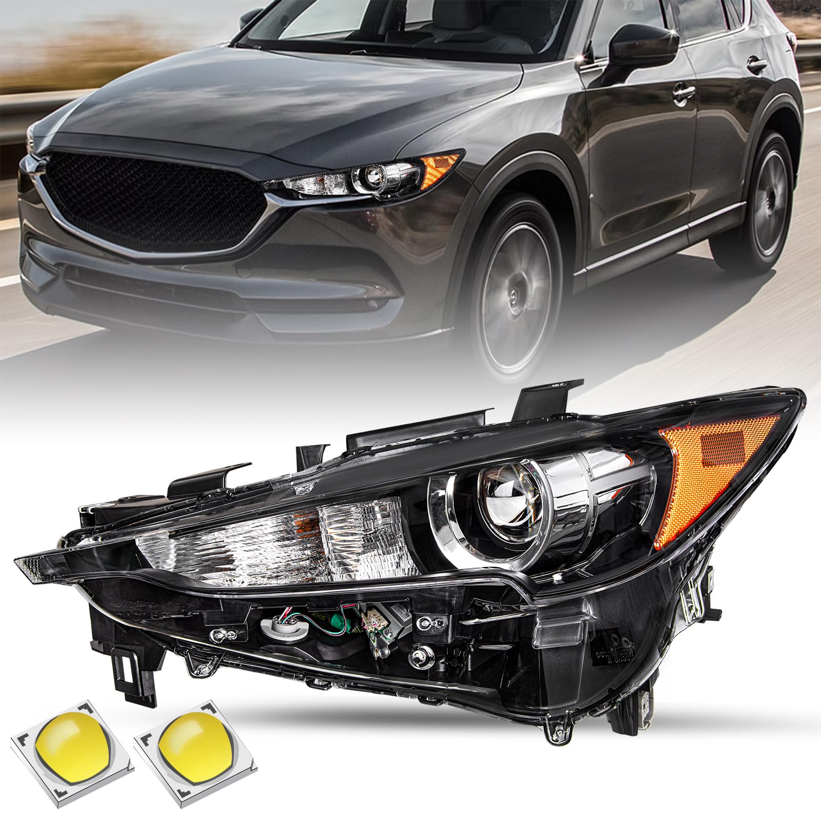 Amazon.com: SOCKIR LED Headlight Assembly Fit for 2017-2021 Mazda CX-5 ...