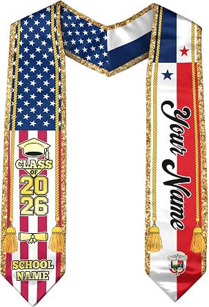 Amazon.com: Panamanians Graduation Sash, Custom Panamanians American ...