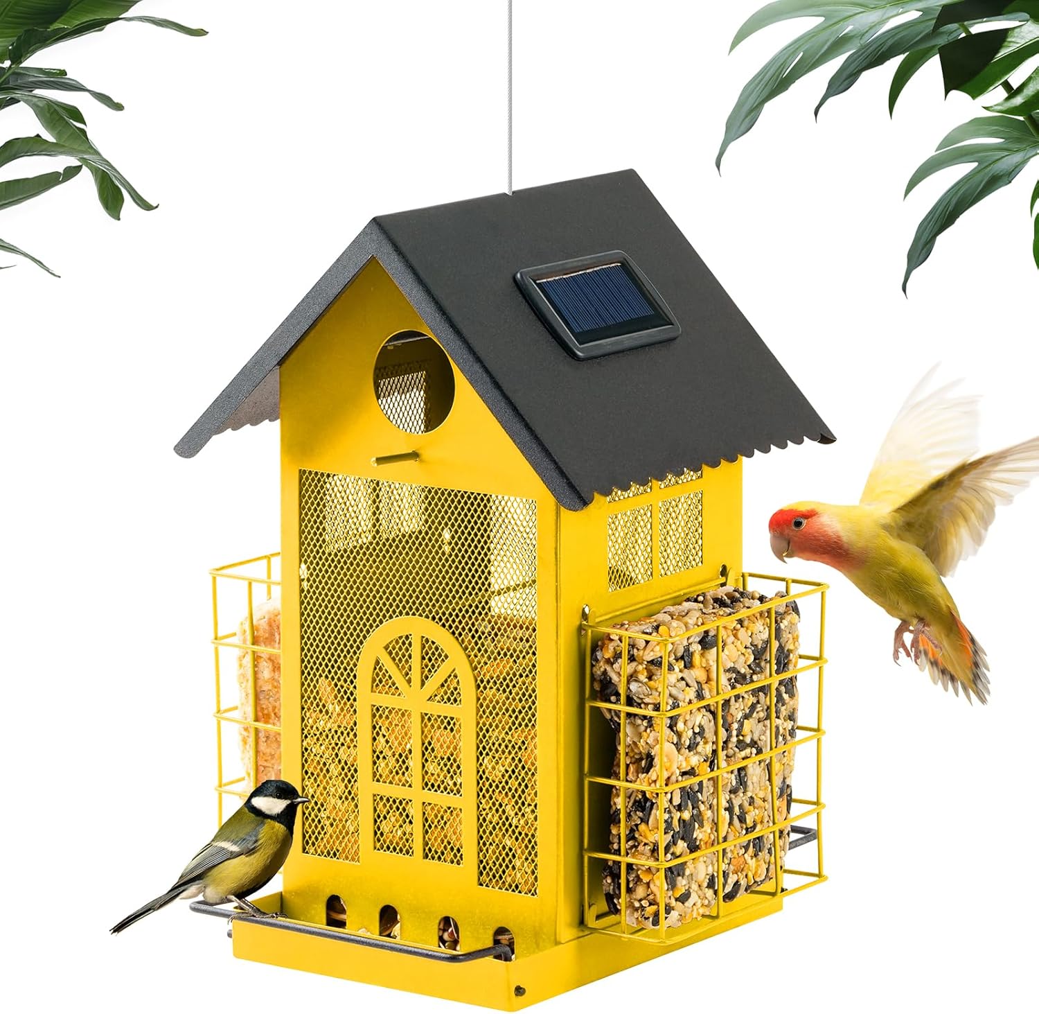 Amazon.com : Solar Metal Bird Feeder，Wild Bird Feeder House for ...