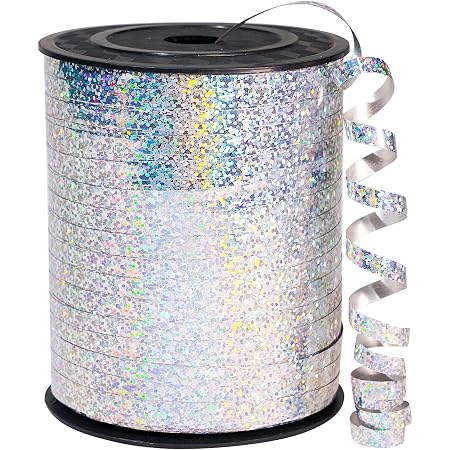 Amazon.com: 500 Yards Silver Shiny Curling Ribbon Metallic Balloon Roll ...