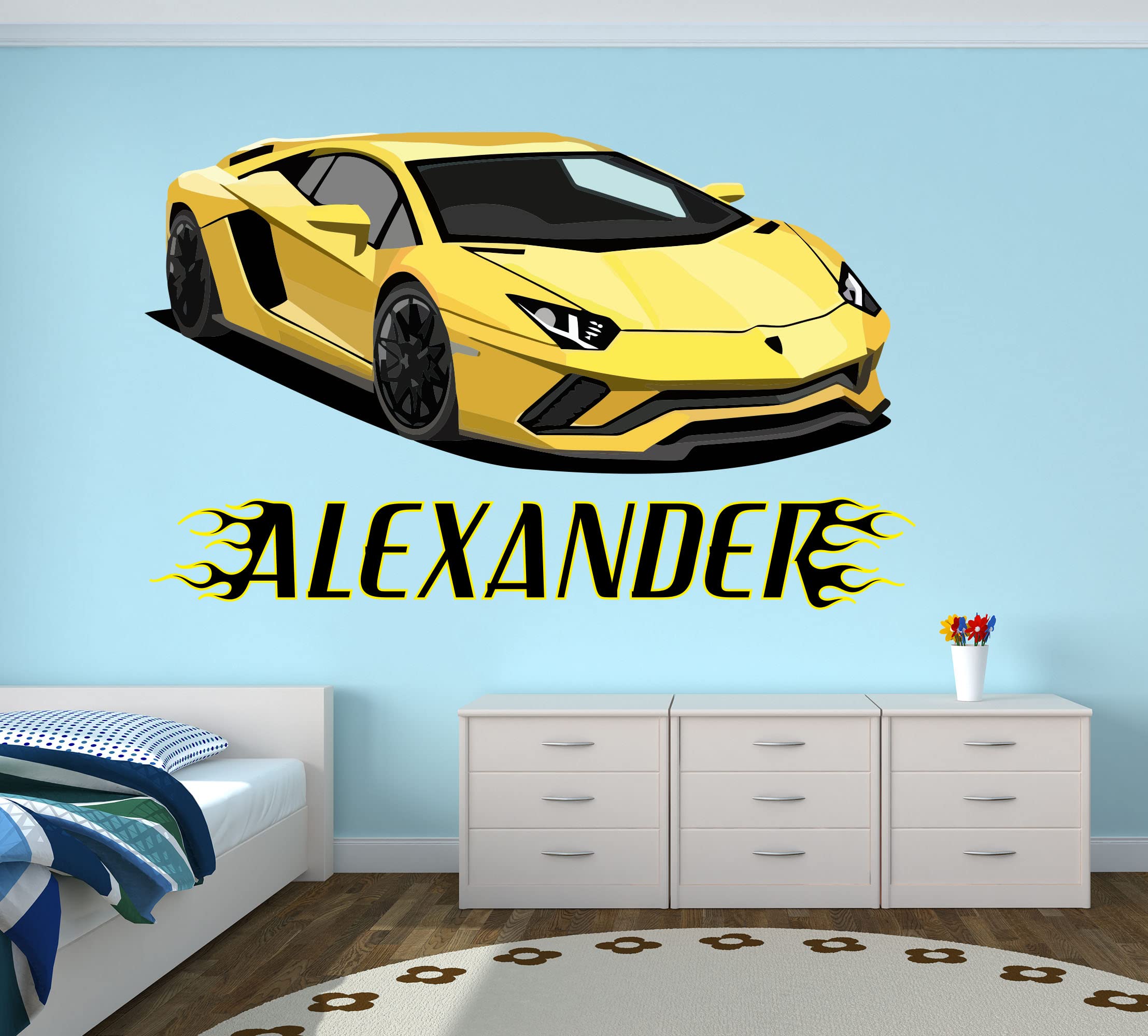 Amazon.com: Race Car Wall Decals - Custom Name Decals - Racing Car Wall ...