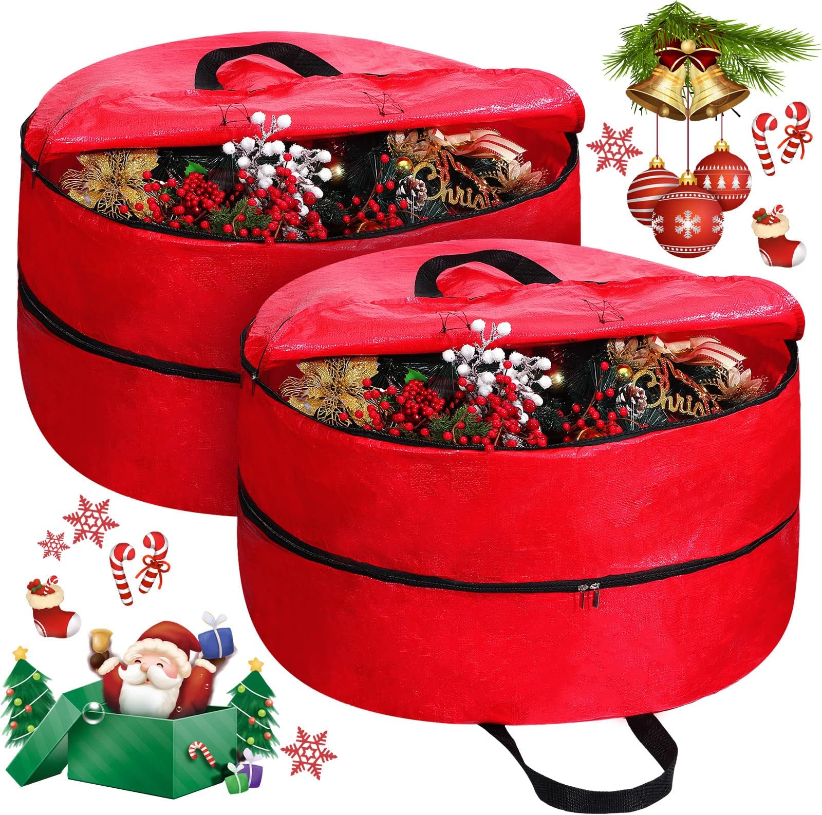 Amazon.com: Double Layer Christmas Wreath Storage Container Bags Double ...