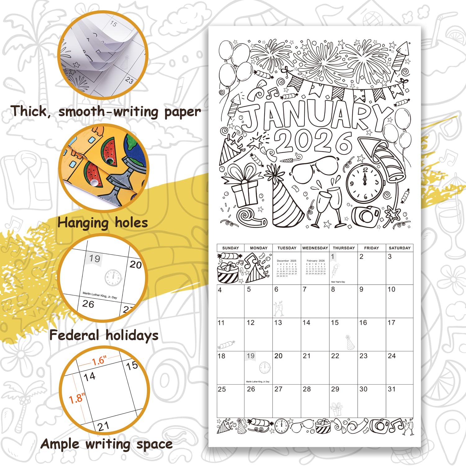 Snapklik.com : 2026 Kids Calendar - Coloring Calendar For Kids, 2026 ...