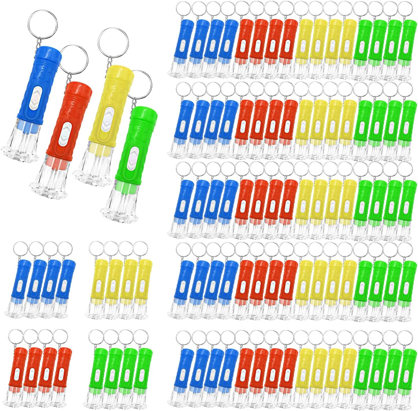100 Pieces Mini Flashlight Keychain Bulk for decor, Assorted Colors ...